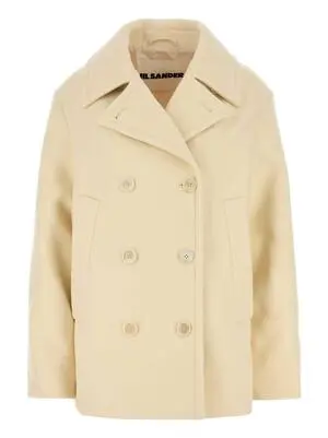 JIL SANDER Wool Jacket With Leather Collar - Yellow
