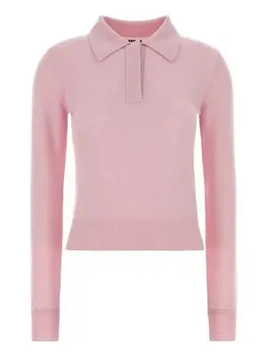 JIL SANDER 100% Virgin Wool Polo Shirt - Pink