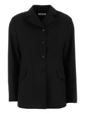 JIL SANDER Wool Blazer With Notched Lapel - Black