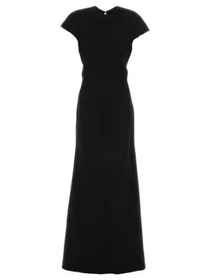 JIL SANDER Sable Virgin Wool Maxi Dress - Black