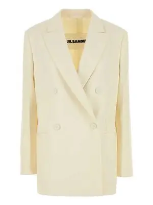 JIL SANDER Double-breasted Virgin Wool Blazer - Yellow