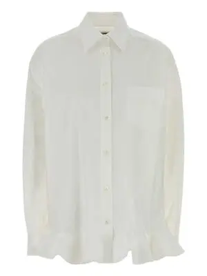 Moschino Stretch Poplin Shirt With Bow Detail - White