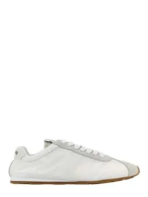 Miu Miu Fabric And Suede Lace-up Sneakers - White
