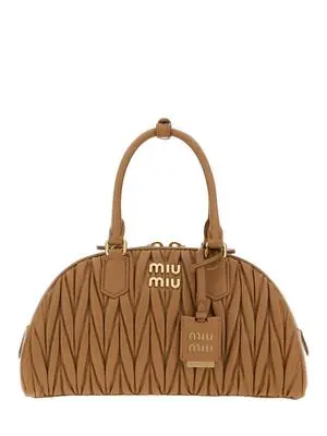 Miu Miu Miu Miu Arcadie Nappa Leather Handbag Camel