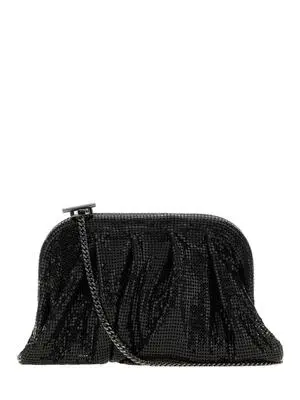 Benedetta Bruzziches BENEDETTA BRUZZICHES Embellished Fabric Mini Clutch With Shoulder Strap Black