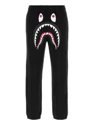A BATHING APE Cotton Shark Motif Joggers - Black