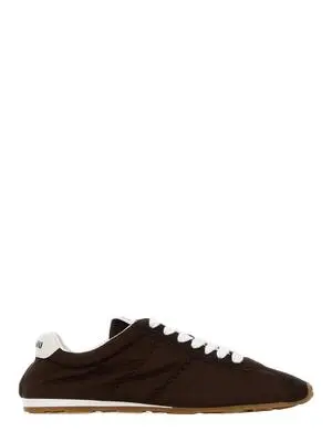 MIU MIU MIU MIU Chocolate Fabric & Suede Lace-Up Sneakers