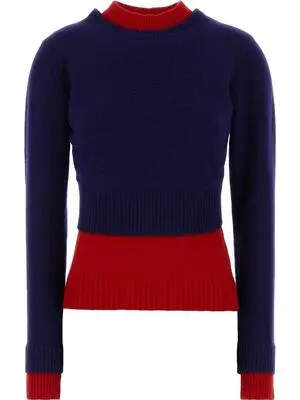 JIL SANDER JIL SANDER Wool Blend Ribbed Sweater Blue