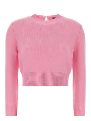 JIL SANDER JIL SANDER Wool Blend Ribbed Sweater Pink