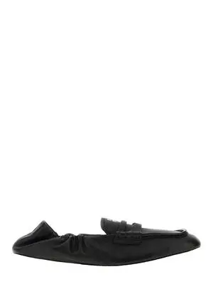 Miu Miu Nappa Leather Gathered Loafers - Black