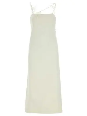 JIL SANDER Mini Dress With Feather Detail - White