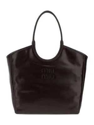 Miu Miu Ivy Leather Shopping Handbag 33cm Width X 27cm Height X 13cm Depth - Brown