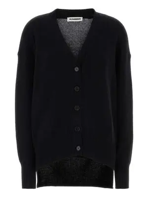 JIL SANDER Oversized Cashmere Cardigan - Black