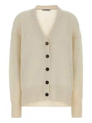 JIL SANDER Oversized Cashmere Cardigan - White