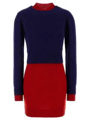 JIL SANDER JIL SANDER Contrast Wool-Blend Mini Dress