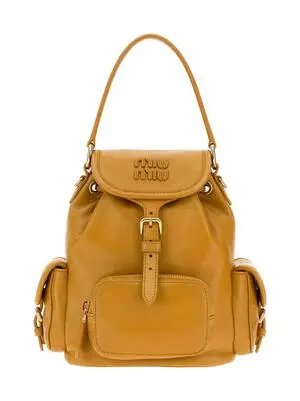 Miu Miu Agnello Leather Backpack - Yellow