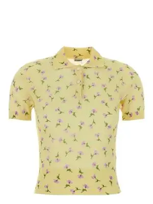 JIL SANDER JIL SANDER Floral Print Cotton-Blend Polo Shirt Floral