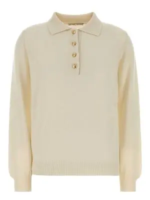 BLAZE Cream Wool-cashmere Highland Polo Shirt - Yellow