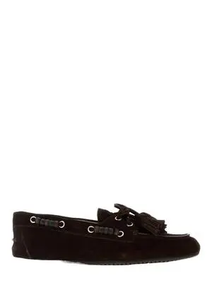 Miu Miu Suede Loafers With Rubber Sole - Brown