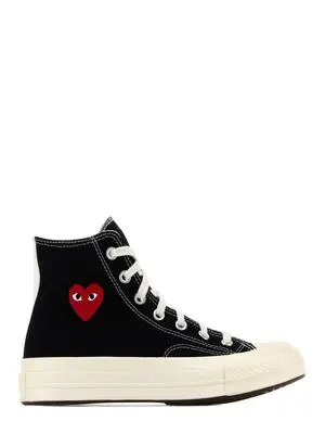 Play Comme Des Garcon Canvas High-top Sneakers With Heart Emblem - Black