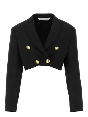 Palm Angels Double-breasted Cropped Blazer - Black
