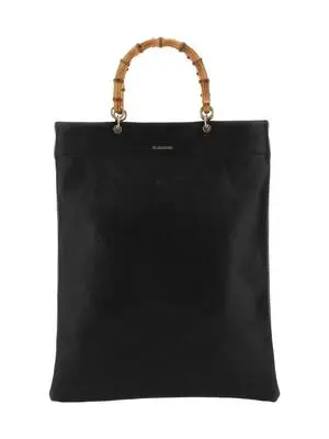 JIL SANDER Medium Ovine Leather Shopping Handbag With Bamboo Handles - Black