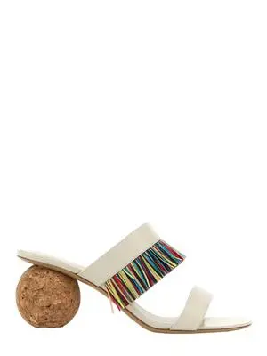 FERRAGAMO Leather Mules With Sculptural Heel - White