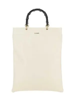 JIL SANDER Ovine Leather Shopping Handbag With Bamboo Handles - White