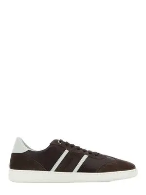 FERRAGAMO Achille Suede And Leather Lace-up Sneakers - Brown