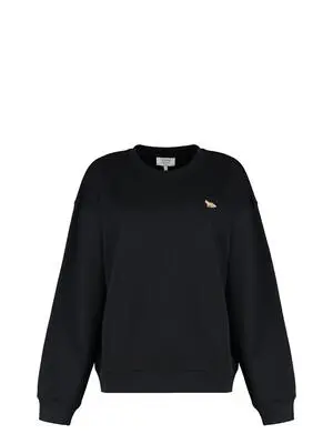 Maison Kitsuné Fox Head" Embroidered Cotton Sweatshirt - Black