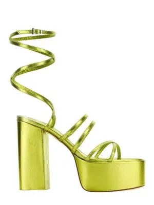 Paris Texas Leather Platform Evita Sandals - Green
