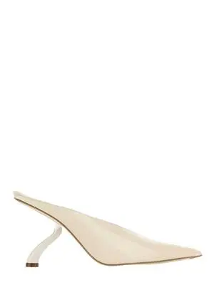 FERRAGAMO Itaca Leather Mule With 9 Cm Heel - White