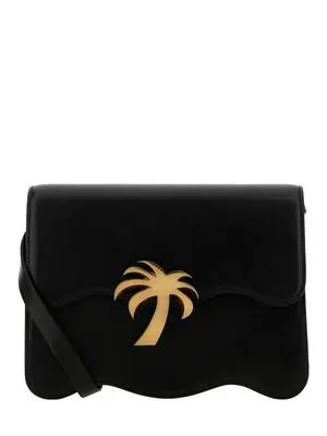 Palm Angels Palm Beach Mini Calf Leather Crossbody Handbag - Black