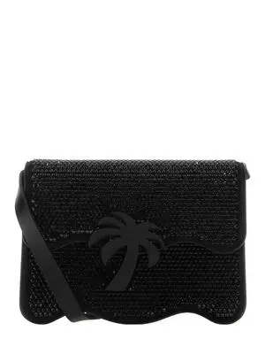 Palm Angels Embellished Suede Crossbody Handbag - Black