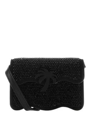 Palm Angels Palm Beach Mini Embellished Leather Micro Crossbody Bag - Black