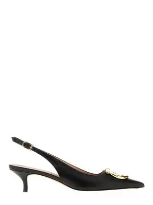 FERRAGAMO Sara 40 Slingback Pumps In Leather - Black