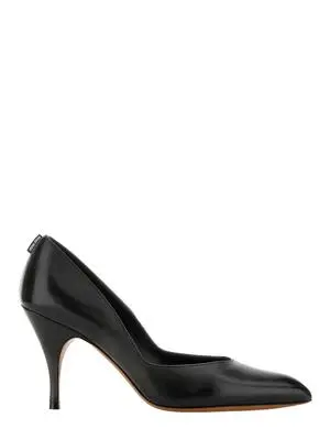 Miu Miu Leather Pointed Toe Stiletto Heel Pumps - Black