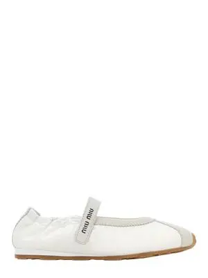 Miu Miu Suede And Recycled Polyamide Ballerinas - White