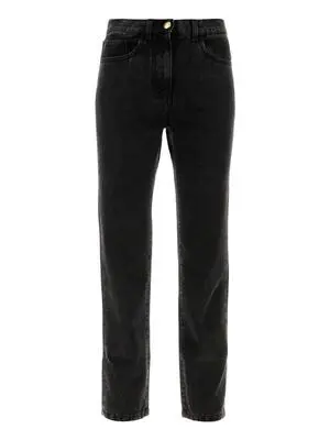 Palm Angels Straight Leg Acid Wash Jeans - Black