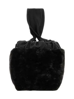 JIL SANDER Mini Shearling Clutch Bag - Black
