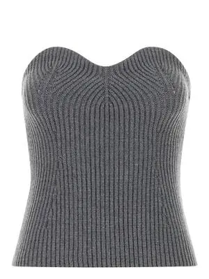 JIL SANDER JIL SANDER Wool Blend Bodice Top Grey