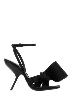 FERRAGAMO Satin Stiletto Sandals - Black