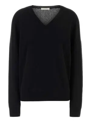 THE ROW Phora 100% Cashmere V-neck Sweater - Black
