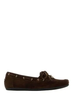 FERRAGAMO FERRAGAMO Suede Flippy Loafers Brown