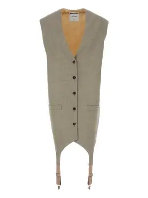 Moschino Two-tone Wool And Satin Oversized Vest - Multicoloured