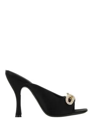 FERRAGAMO Embellished Satin High Heel Sandals - Black