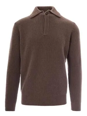 BALLANTYNE Rib-knit Collared Sweater - Marrone