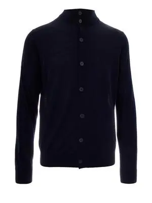 BALLANTYNE Button-front Mock Neck Cardigan - Navy