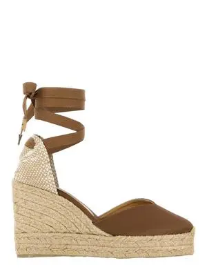 CASTAÑER Castaner Mud Satin Chiara Wedges With Platform And Heel