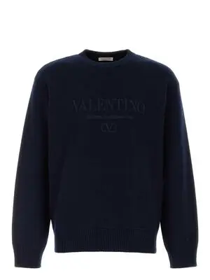 Valentino Garavani 100% Virgin Wool Crew Neck Sweater - Blue